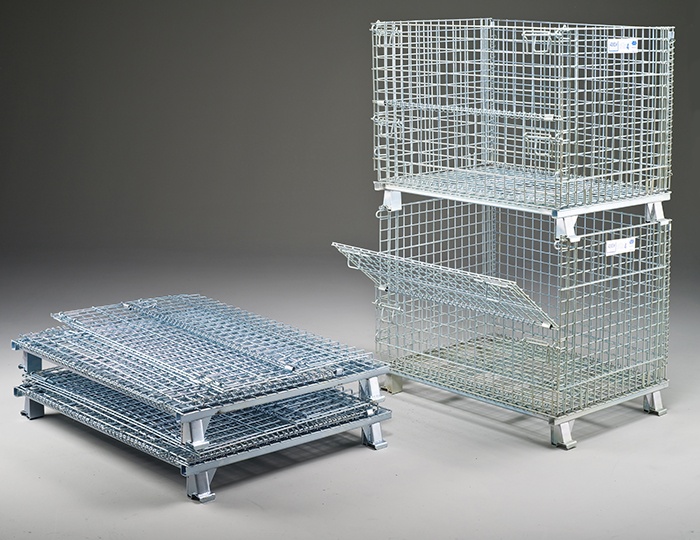 Collapsible wire mesh containers